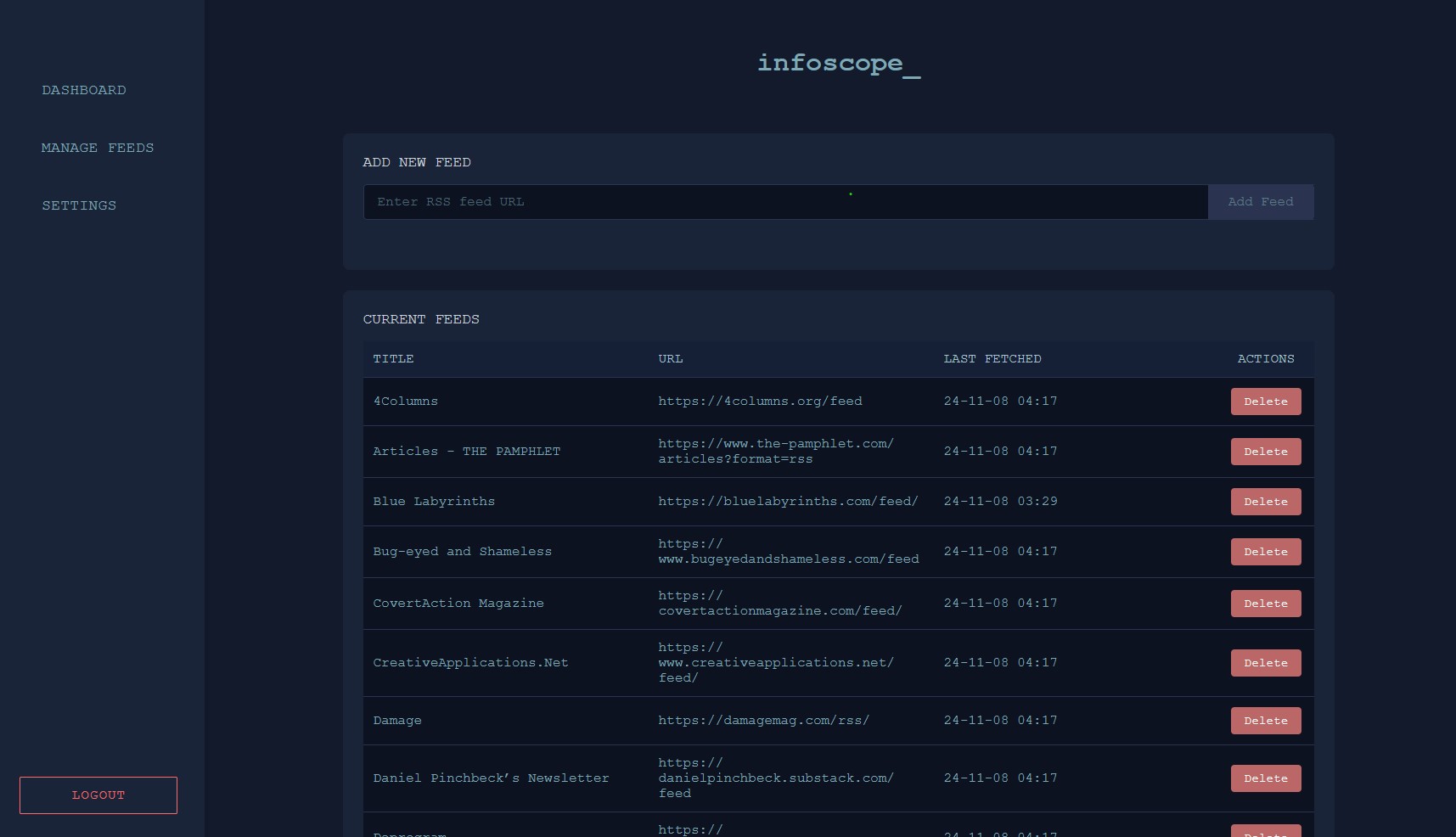 GitHub - disinfo-zone/infoscope: Infoscope is a minimalist public RSS ...